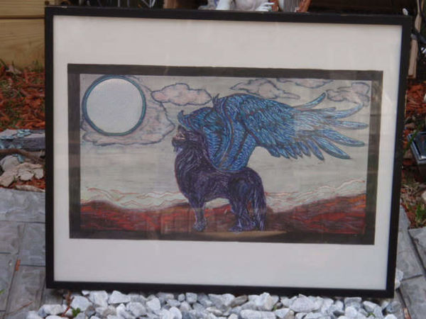 Wolf Angel - Ink drawing