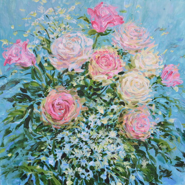 pink roses - acrylic