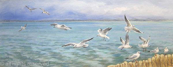 Seagulls Flying Painting