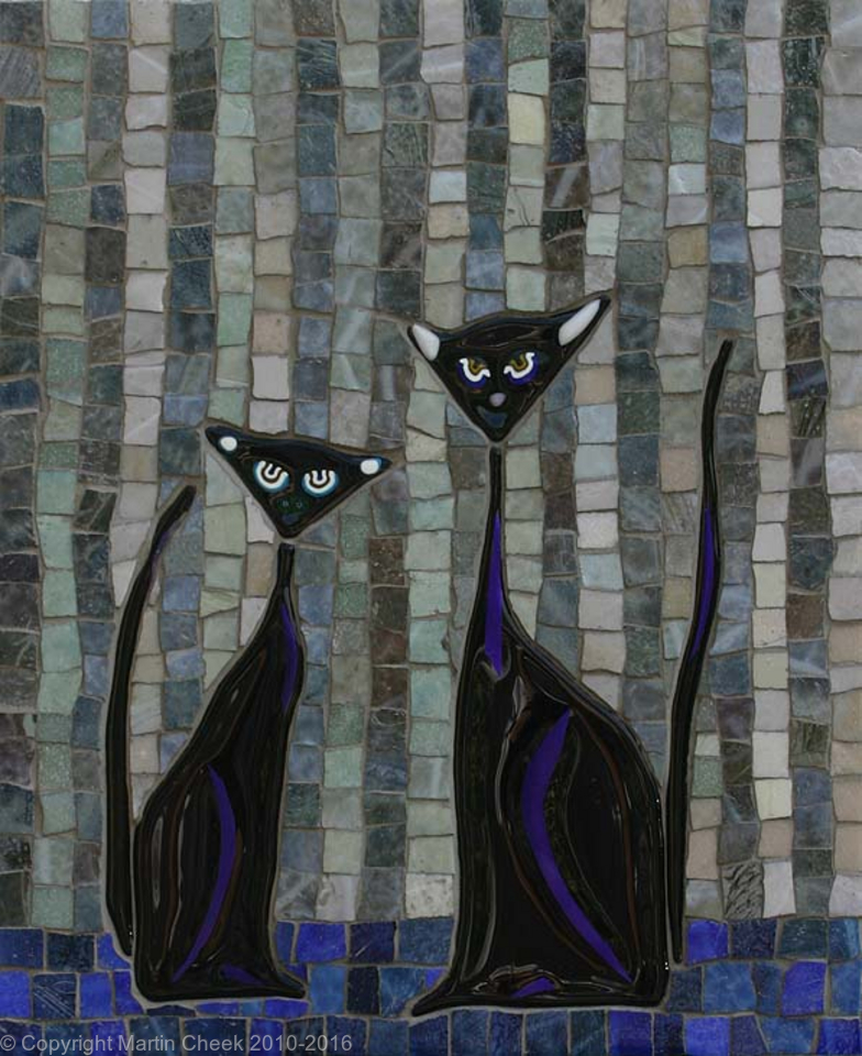 Black Siamese - Glass fusions and Mexican Smalti
