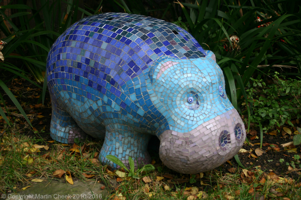 Blue Hippo - Vitreous Glass on Styrene Foam and Fibre Glass