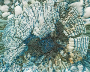 Curved Rock Pool - Hand Painted embroidered,quilted silk textile