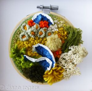 Embroidered Hoops of lichen and coral landscapes