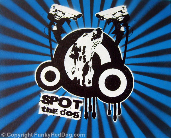Spot The Dog logo - Screenprint & stencil on canvass