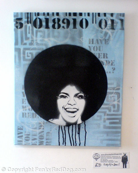 Funky Afro stencil - spraypaint on canvass