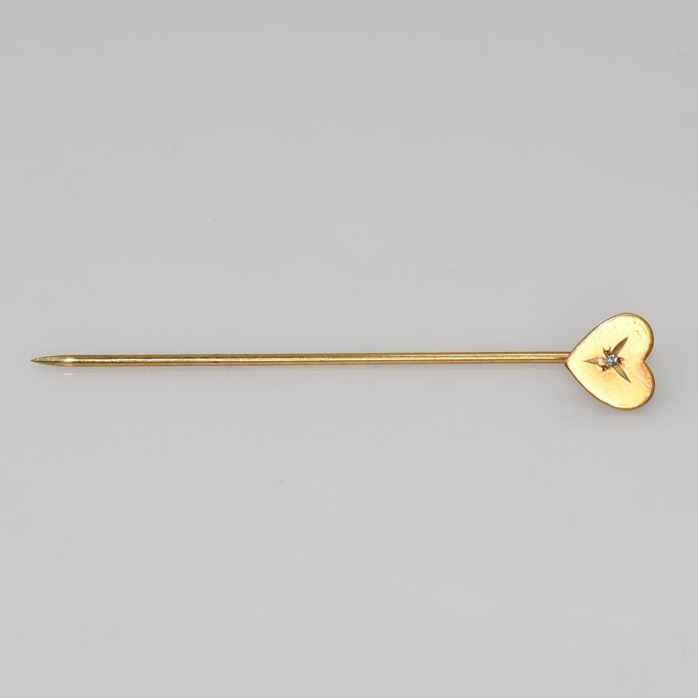 10k Yellow Gold Antique Heart Pin - Tangibleinvestmentsinc.com