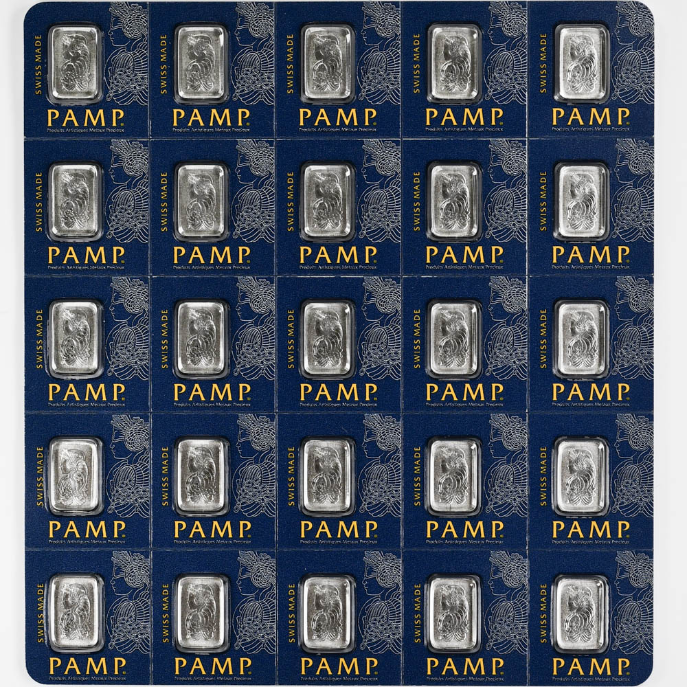 (25) 1 Gram Platinum PAMP SWISS fully carded uncut sheet ...