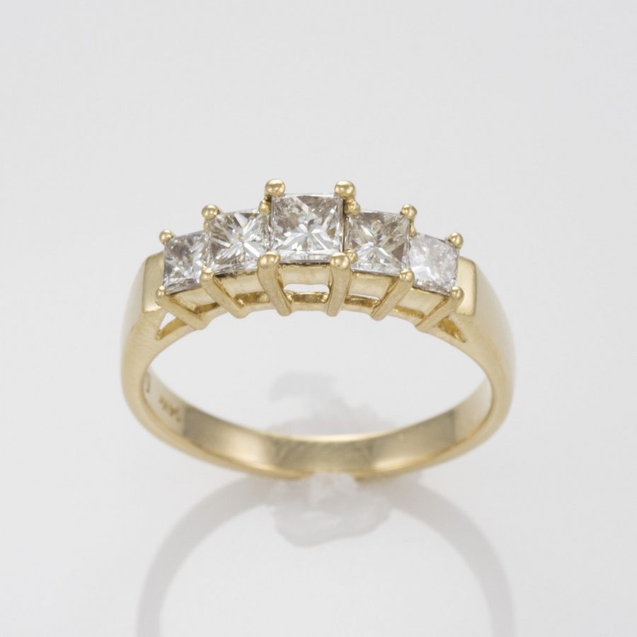 14k Yellow Gold Princess Cut Diamond Ring, 1.00tdw - Size 6 1/2 ...