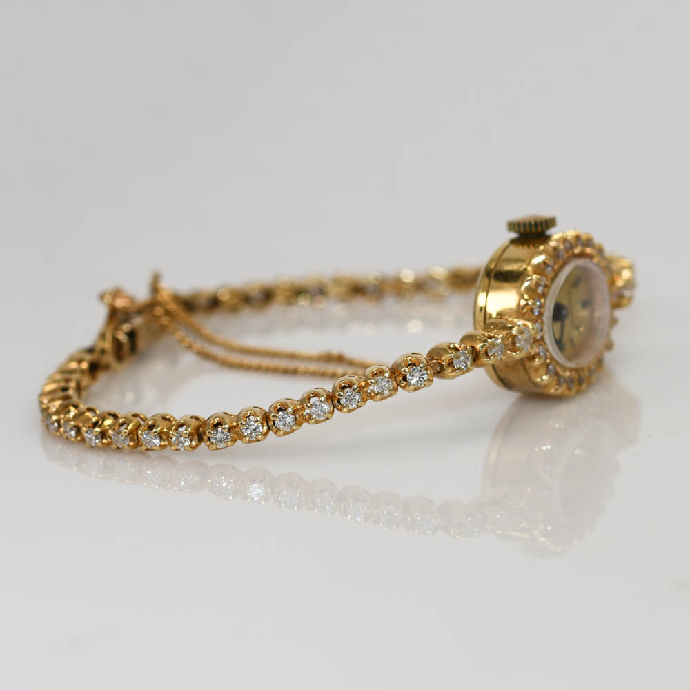 14K Yellow Gold Vintage Swiss Croton Diamond Watch 1.00TDW, 16gr ...