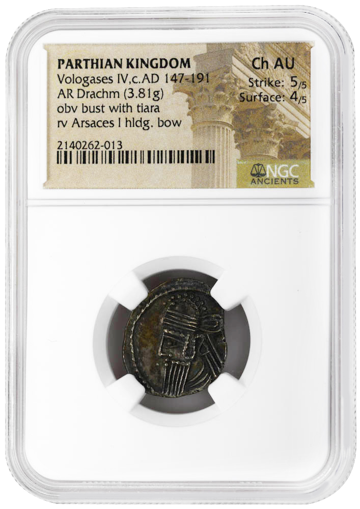 Vologases IV,c.AD 147-191 PARTHIAN KINGDOM, AR Drachm, NGC Ch AU ...