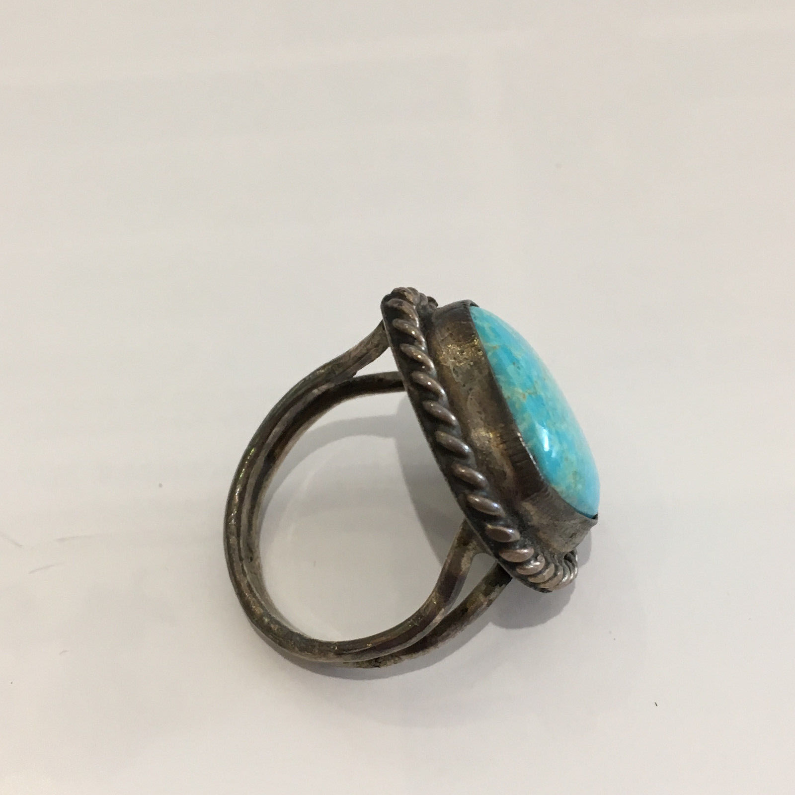 Vintage Sterling Silver Turquoise Ring - Size 8.5 ...