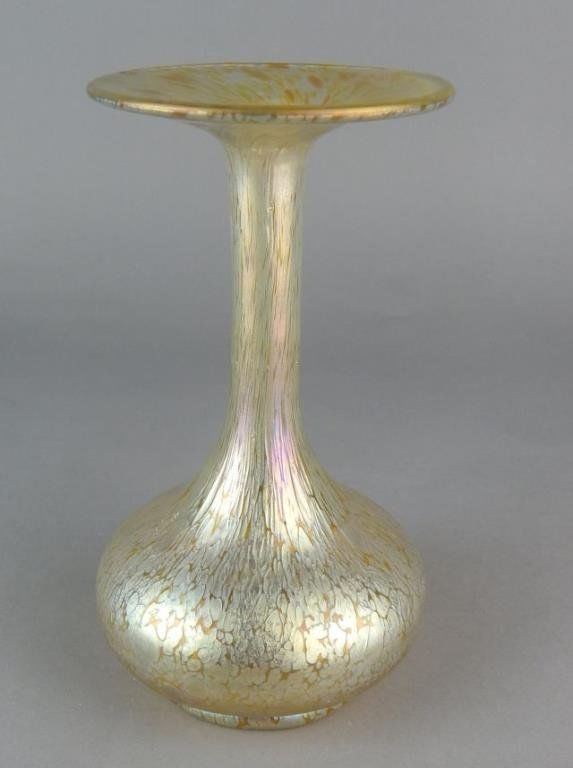 Loetz Vase Gold Violet Iridescent Glass Intricate Oil Spot Pattern ...