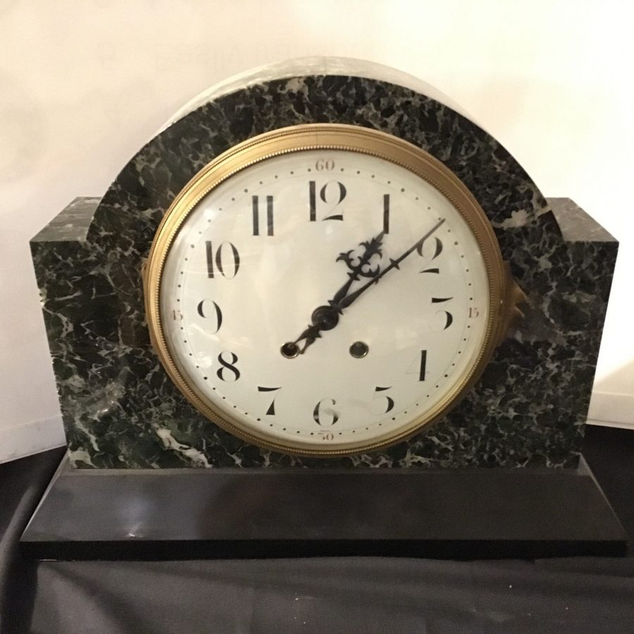 Art Deco Green Marble Clock - Tangibleinvestmentsinc.com