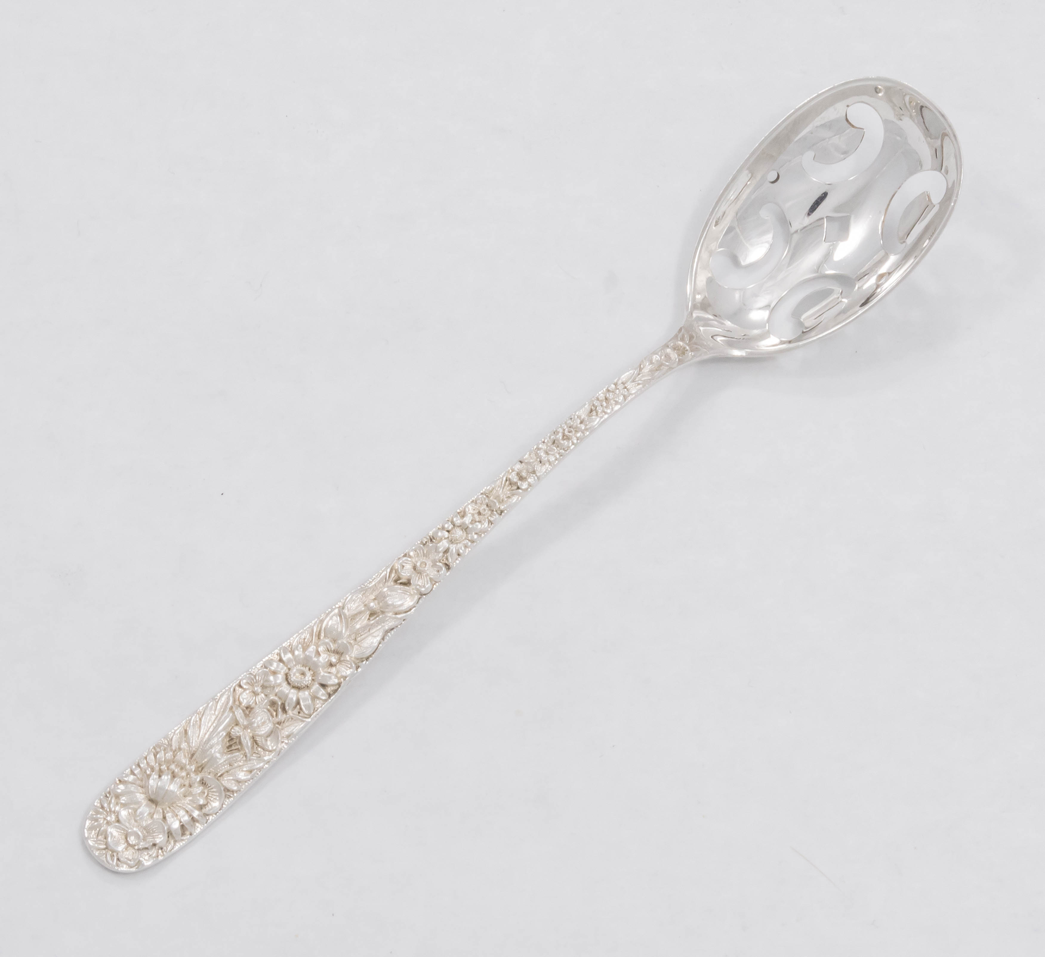 Repousse by Kirk Sterling Silver Olive Spoon, Pierced 6" - No Monogram ...