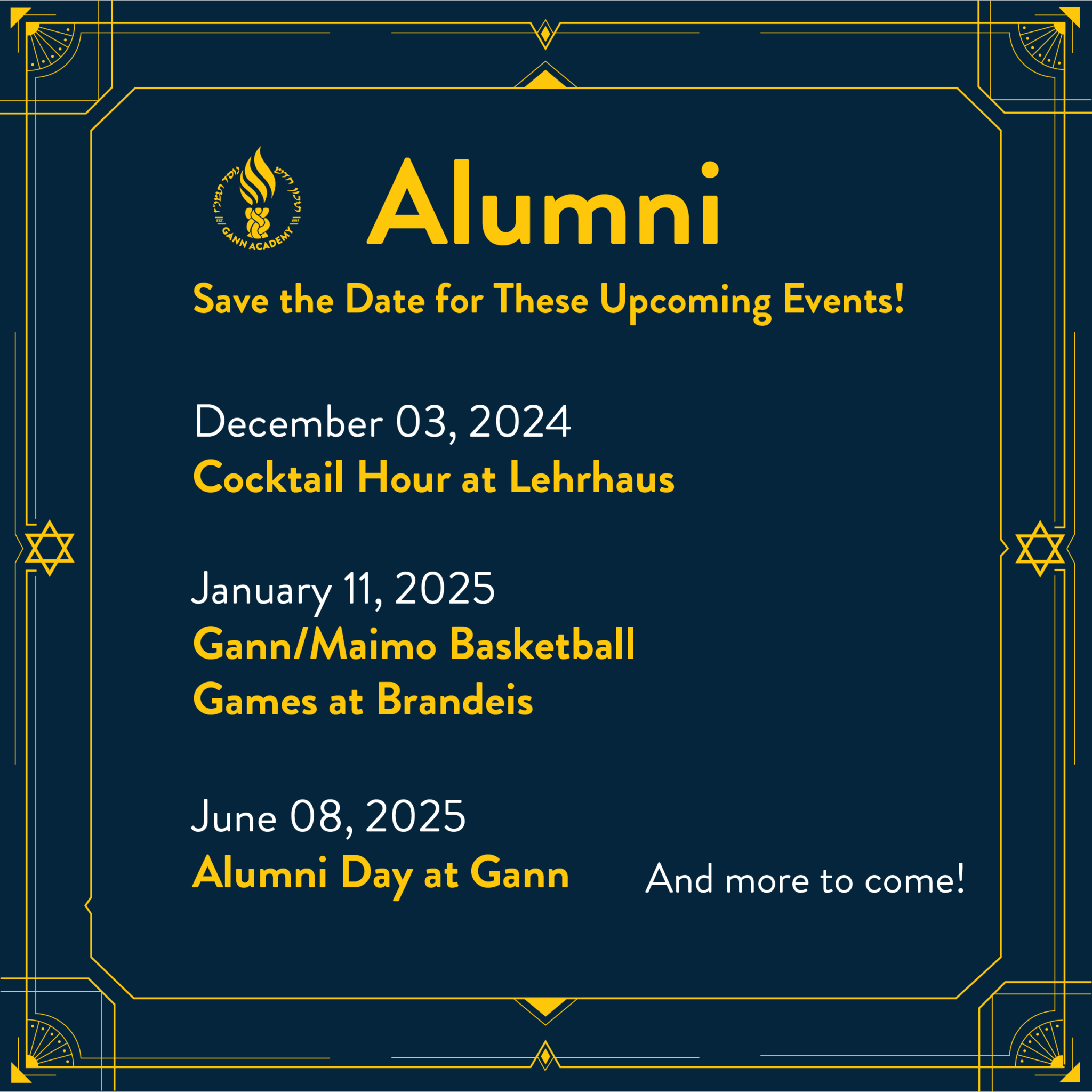 Upcoming Alumni Events – GannAcademy