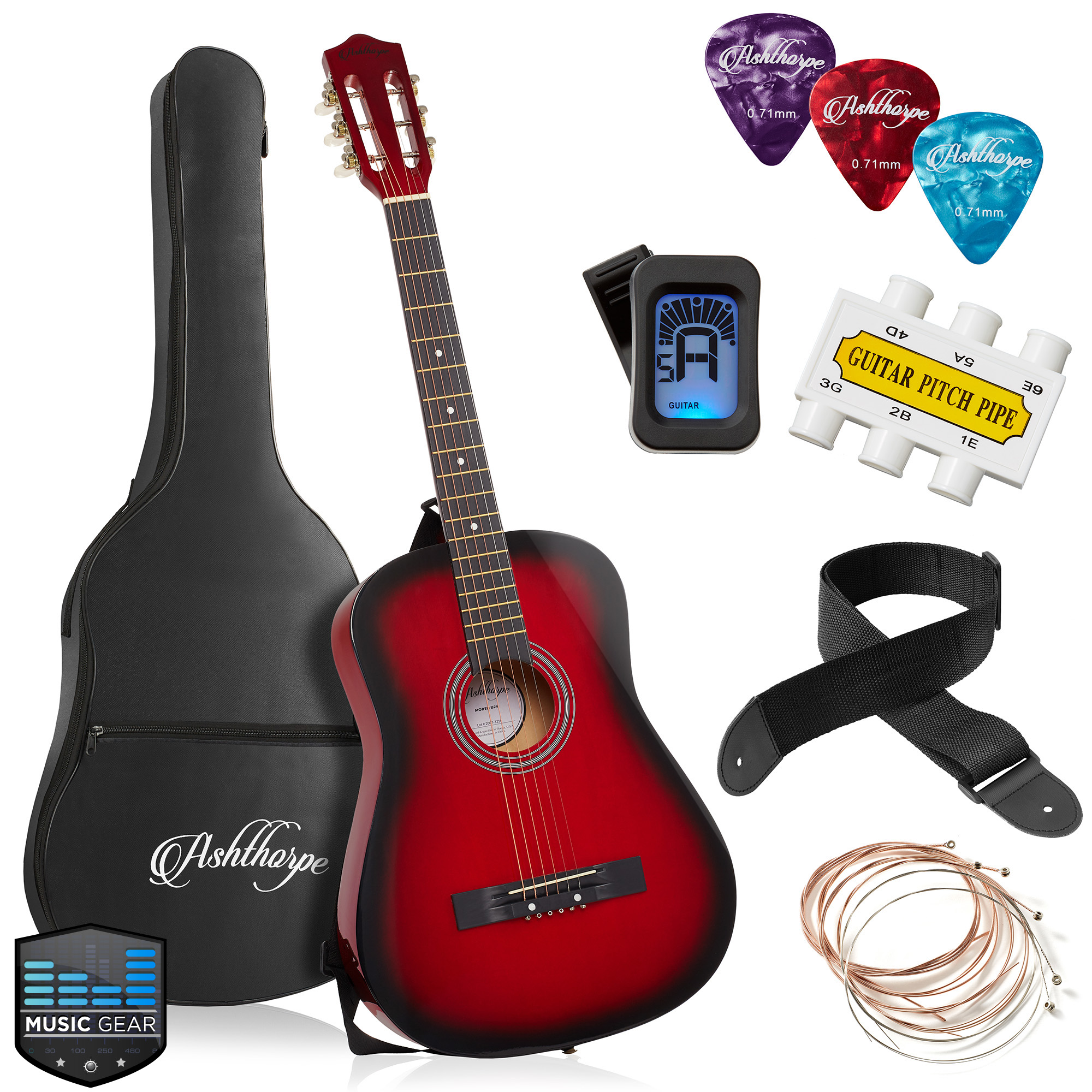 38-inch Beginner Acoustic Guitar Package - Starter Bundle Kit ...