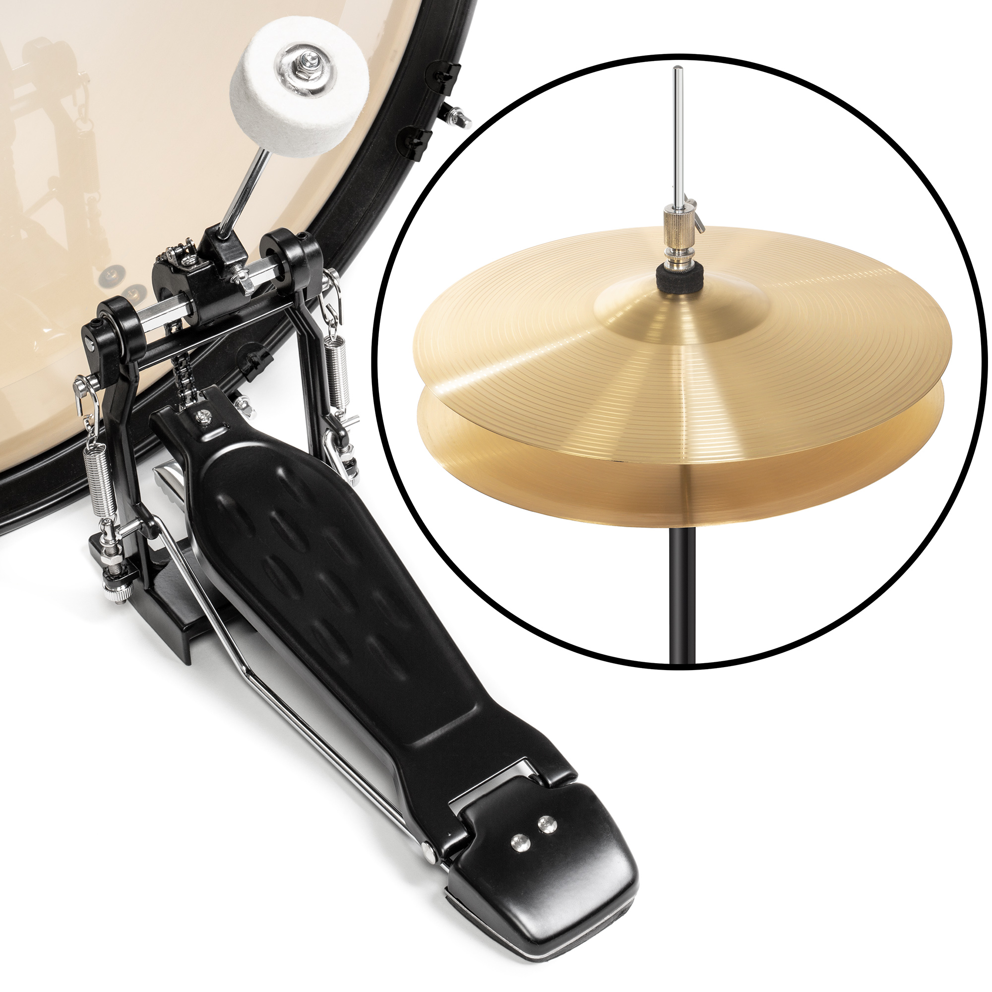 5 PC Adult Drum Set, Full Size Beginner Percussion Kit with Stool and ...