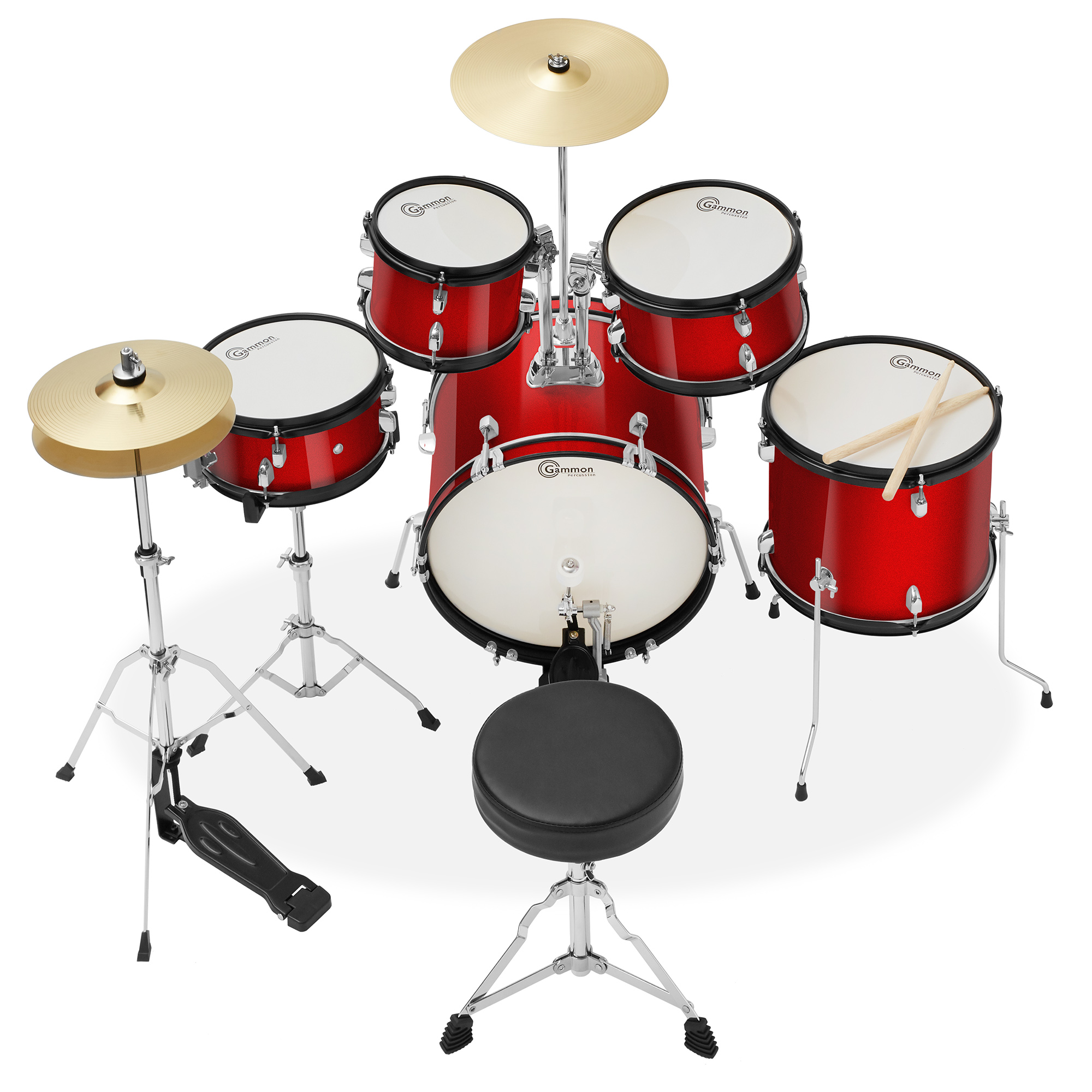 5-Piece Junior Drum Set, Beginner Percussion Kit with Stool and Stands ...