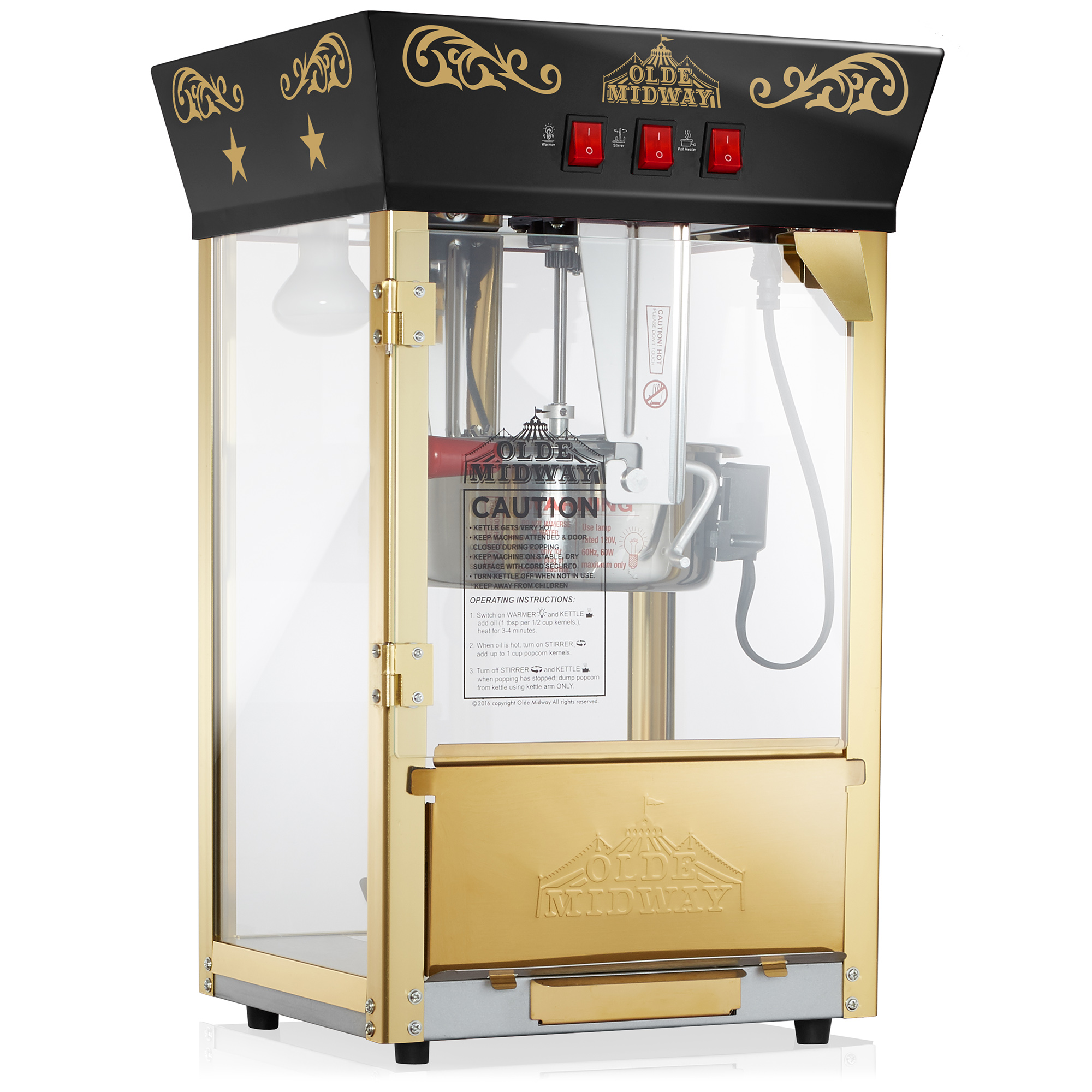 Movie Theater Popcorn Machine w/ 8 oz Kettle, Vintage Countertop Popper ...
