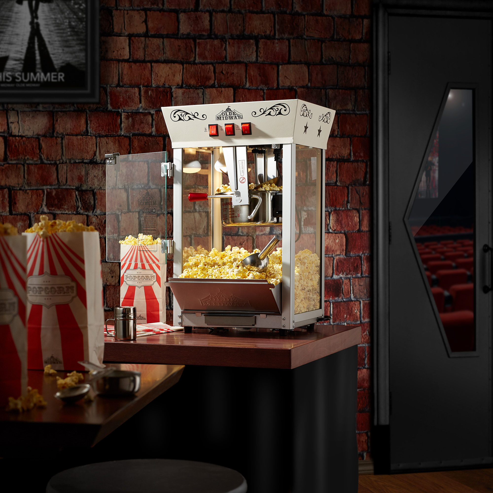 Movie Theater Popcorn Machine w/ 8 oz Kettle, Vintage Countertop Popper ...