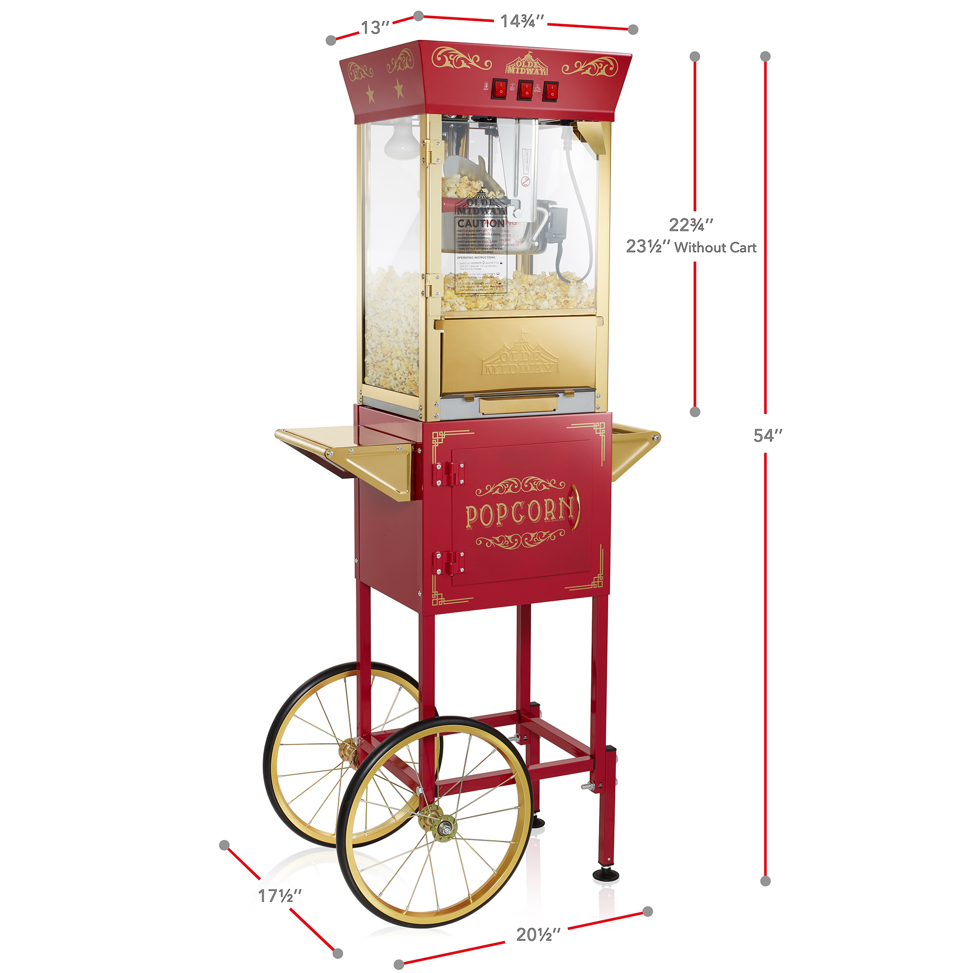 Movie Theater Popcorn Machine Maker Popper with Cart and 10 oz Kettle ...