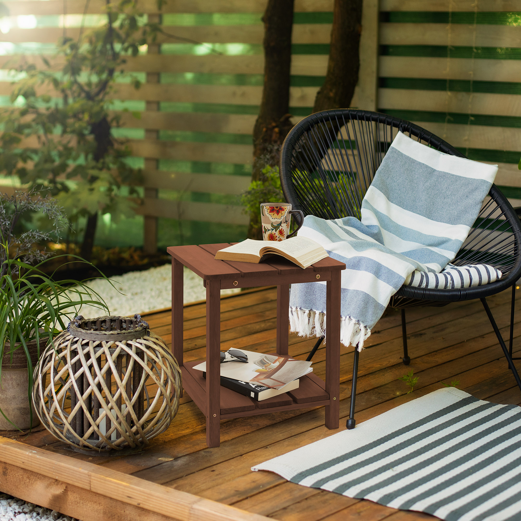 Wood Adirondack Side Table with Shelf for Patio and Deck | eBay