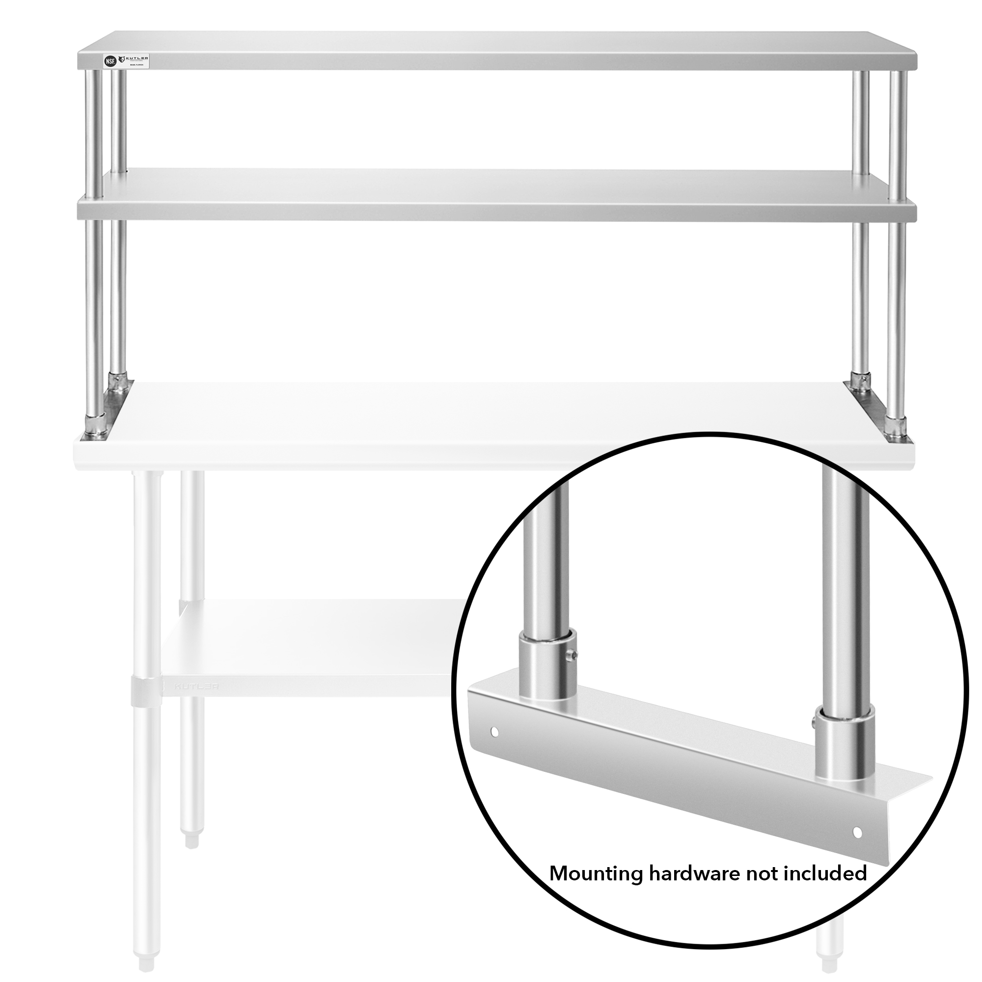 Stainless Steel Overshelves, NSF 2-Tier Shelves for Prep and Work ...