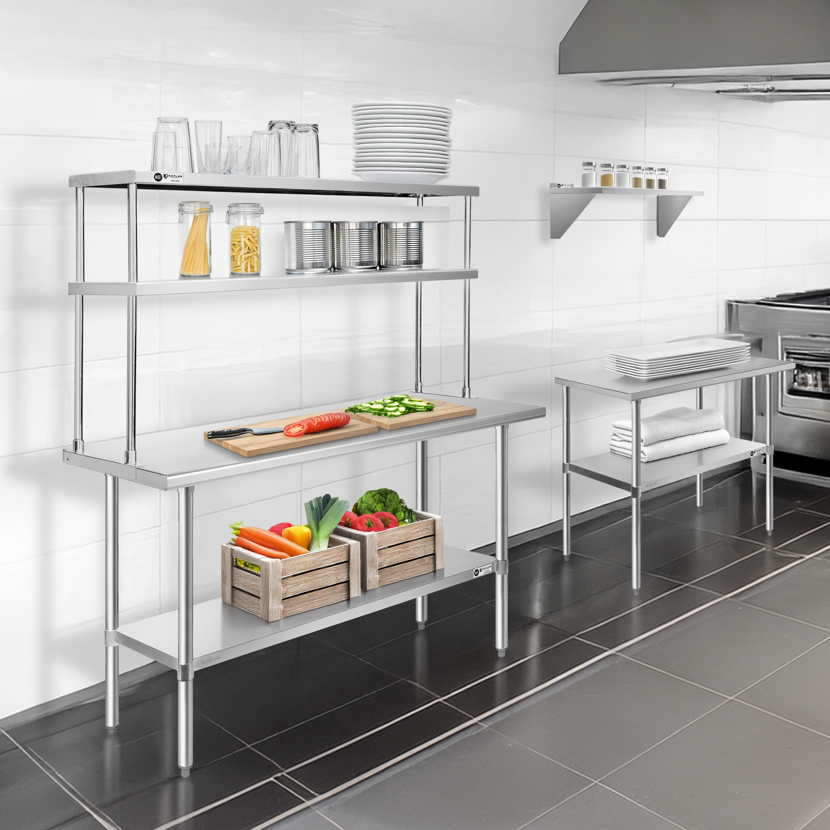 Stainless Steel Overshelves, NSF 2-Tier Shelves for Prep and Work ...