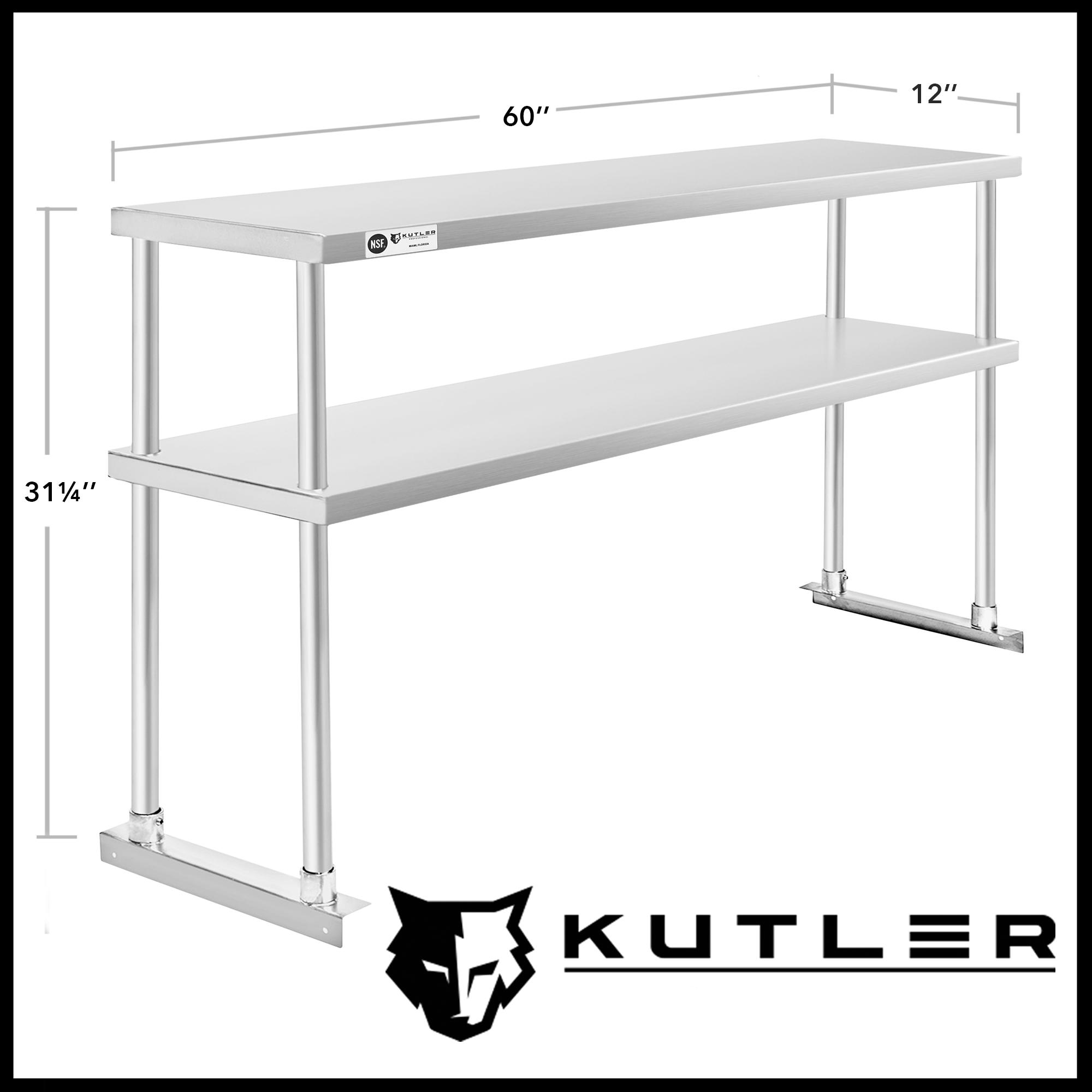 Stainless Steel Overshelves, NSF 2-Tier Shelves for Prep and Work ...
