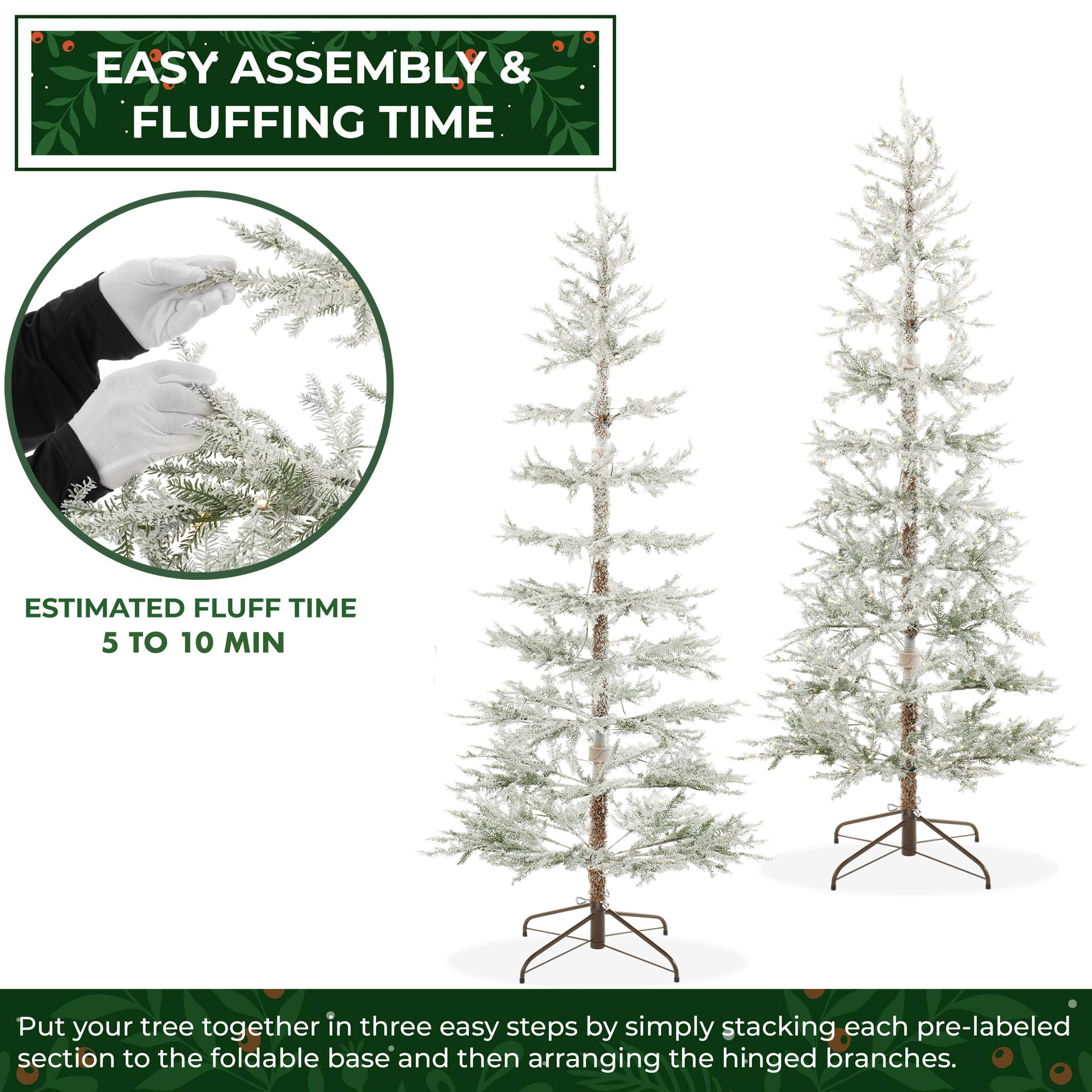 Pre-Lit Sparse Pine Flocked Artificial Holiday Christmas Tree with ...