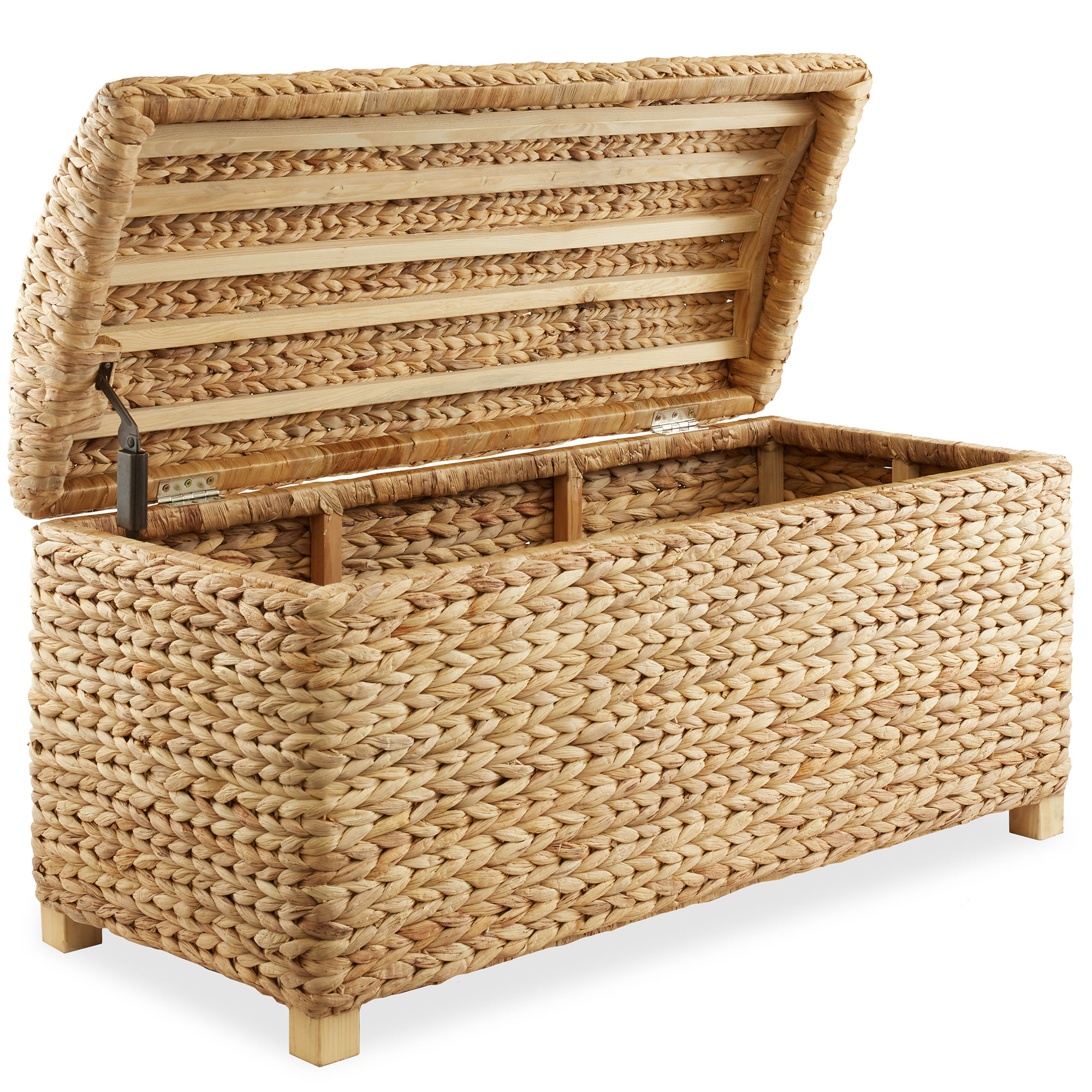 36" Storage Chest Trunk w/ Curved Lid, Safety Hinge in Water Hyacinth ...