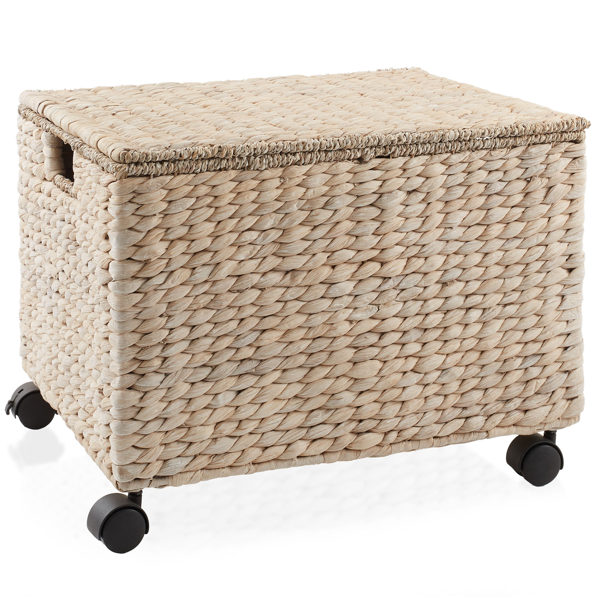 Rolling Filing Cabinet Cart Hyacinth Seagrass Wicker File Storage Box ...