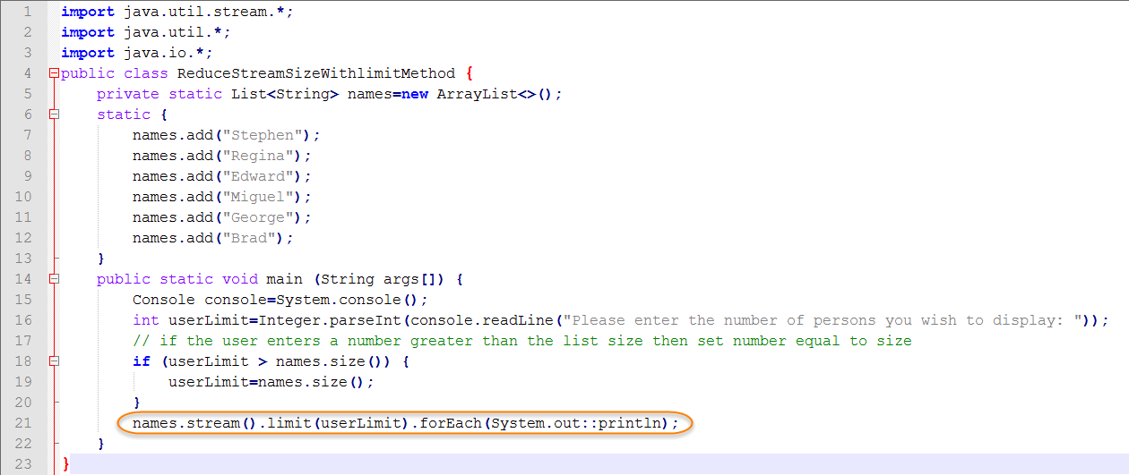 How To Reduce The Size Of The Stream With The Limit Method In Java 8 