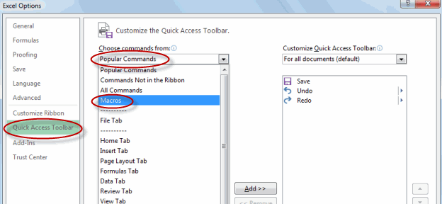 How To Add A Macro To The Quick Access Toolbar In Microsoft Excel 
