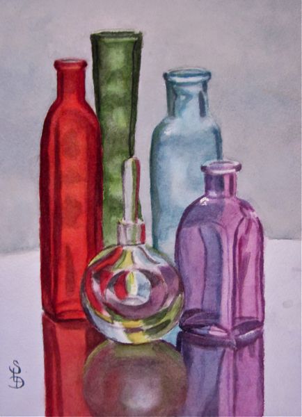 Five Glass Bottles - WetCanvas: Online Living for Artists