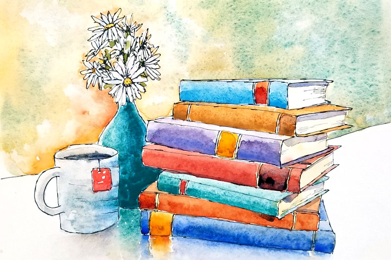Book Club (Line and Wash) - WetCanvas: Online Living for Artists