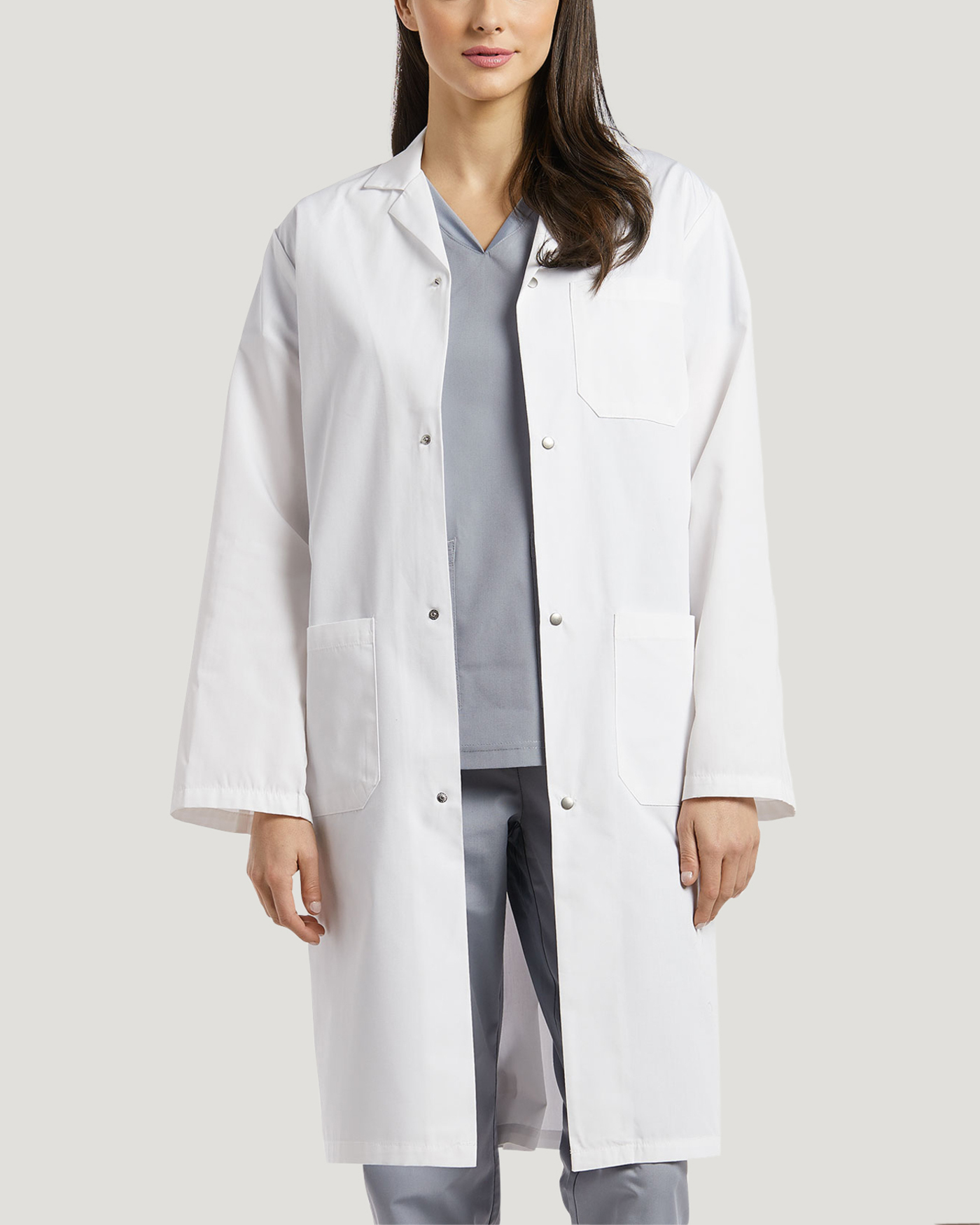 Labcoat Features snap buttons - White Cross