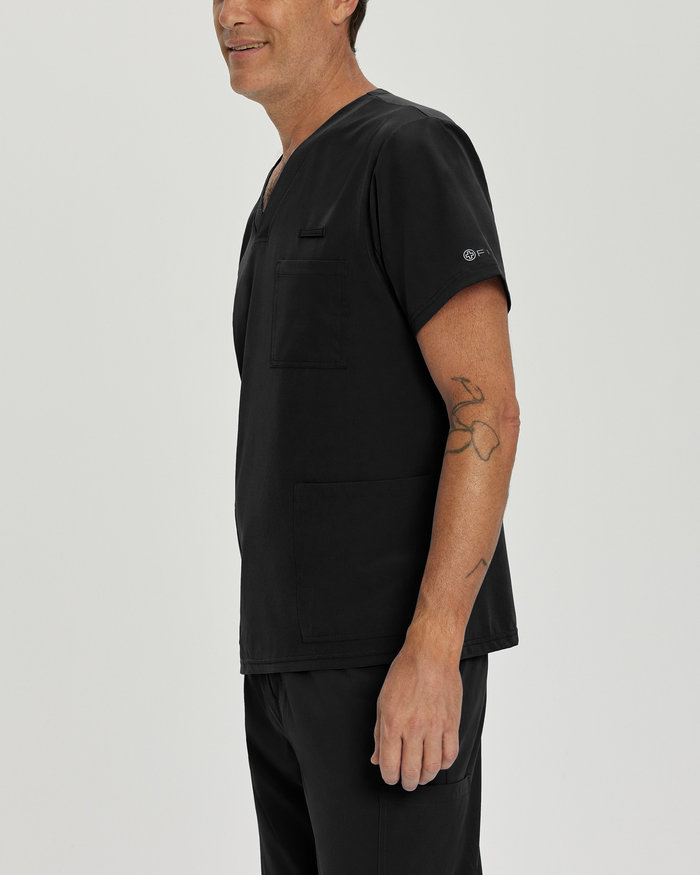 Fit V-Neck Top For Men - White Cross