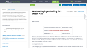 What are Employers Looking For? Lesson Plan | WISELearn Resources
