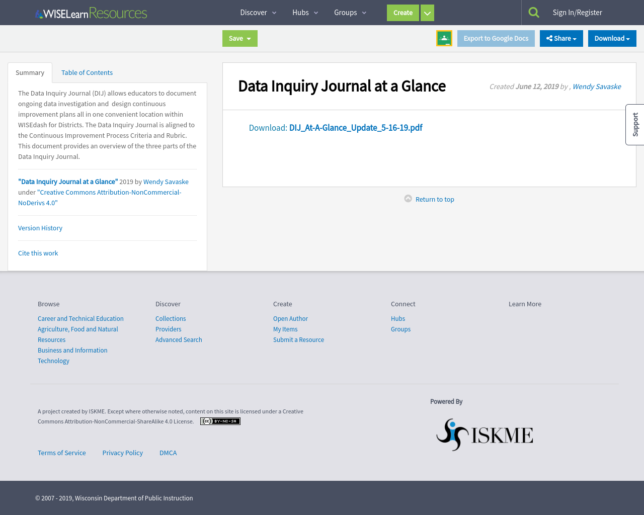 Data Inquiry Journal at a Glance | WISELearn Resources
