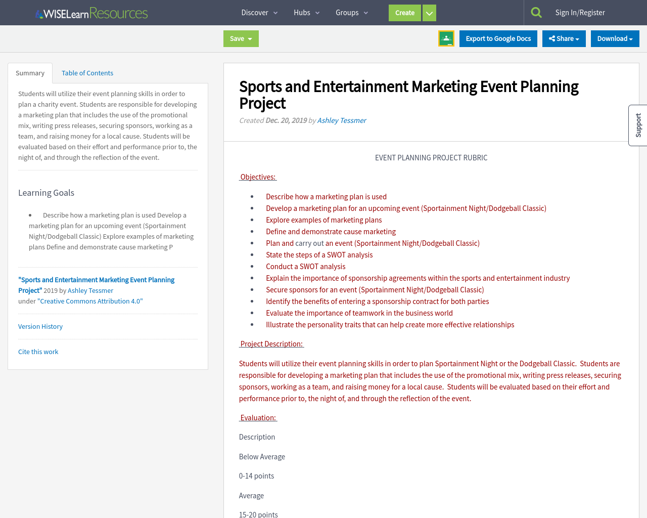 Sports and Entertainment Marketing Event Planning Project | WISELearn ...