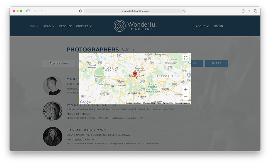 Guide: Find Photographers | Wonderful Machine