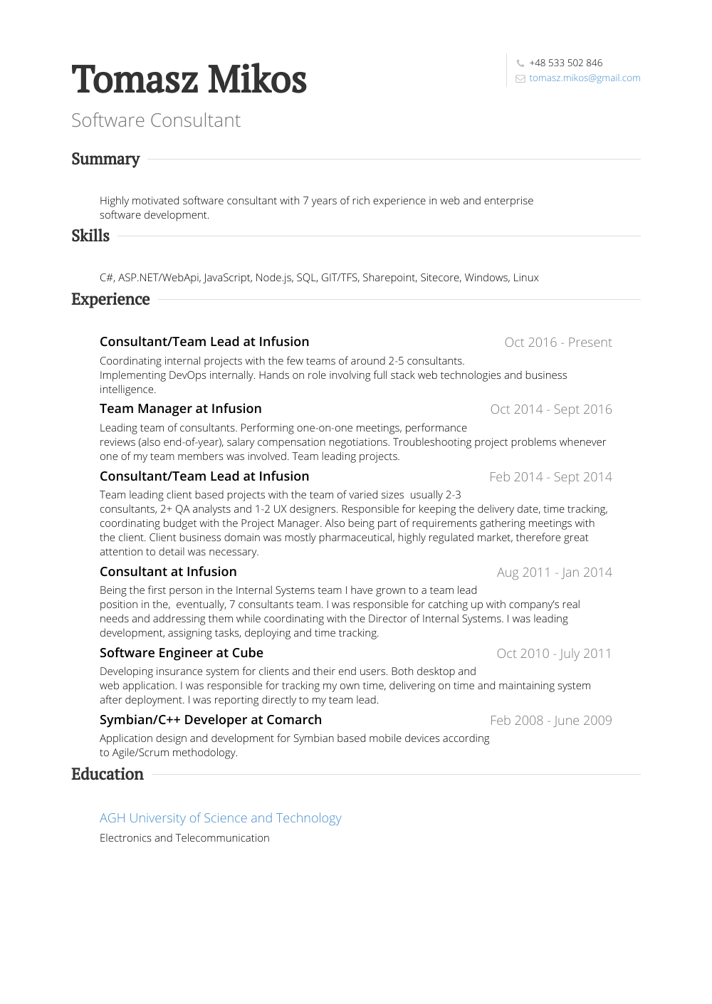 Team Manager Resume Samples And Templates VisualCV