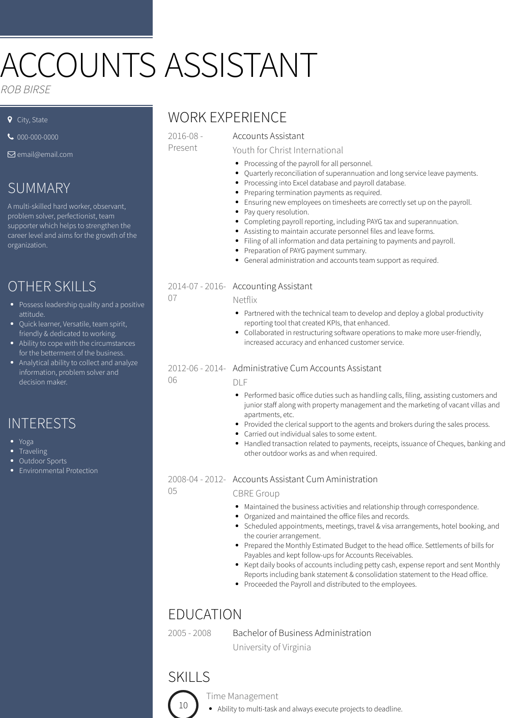 Accounts Assistant Resume Samples And Templates VisualCV