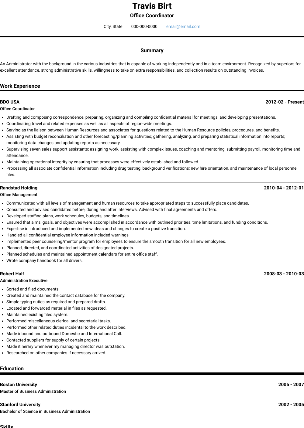 Administrative Coordinator Resume Samples And Templates VisualCV