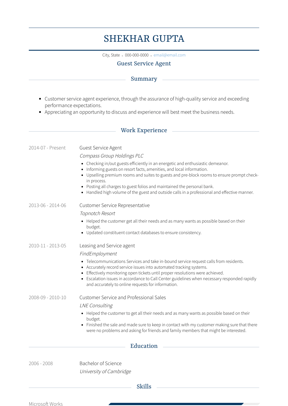 Agent - Resume Samples and Templates | VisualCV