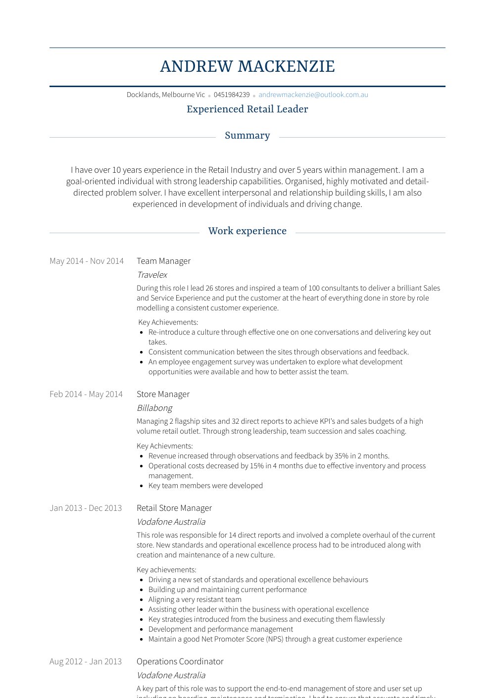 Team Manager Resume Samples And Templates VisualCV