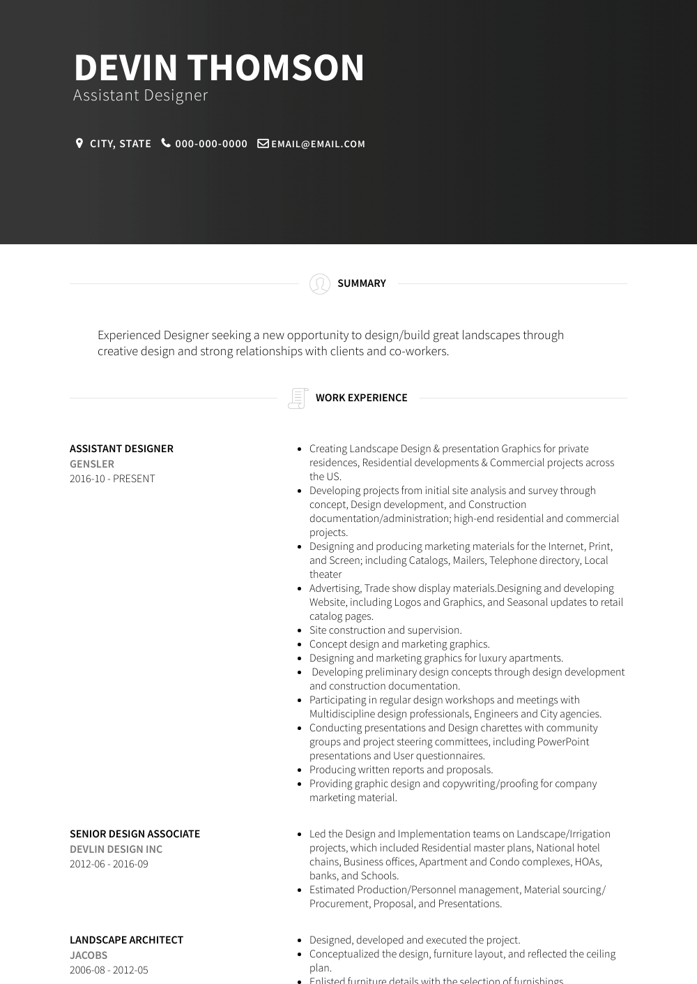 Assistant Designer - Resume Samples and Templates | VisualCV