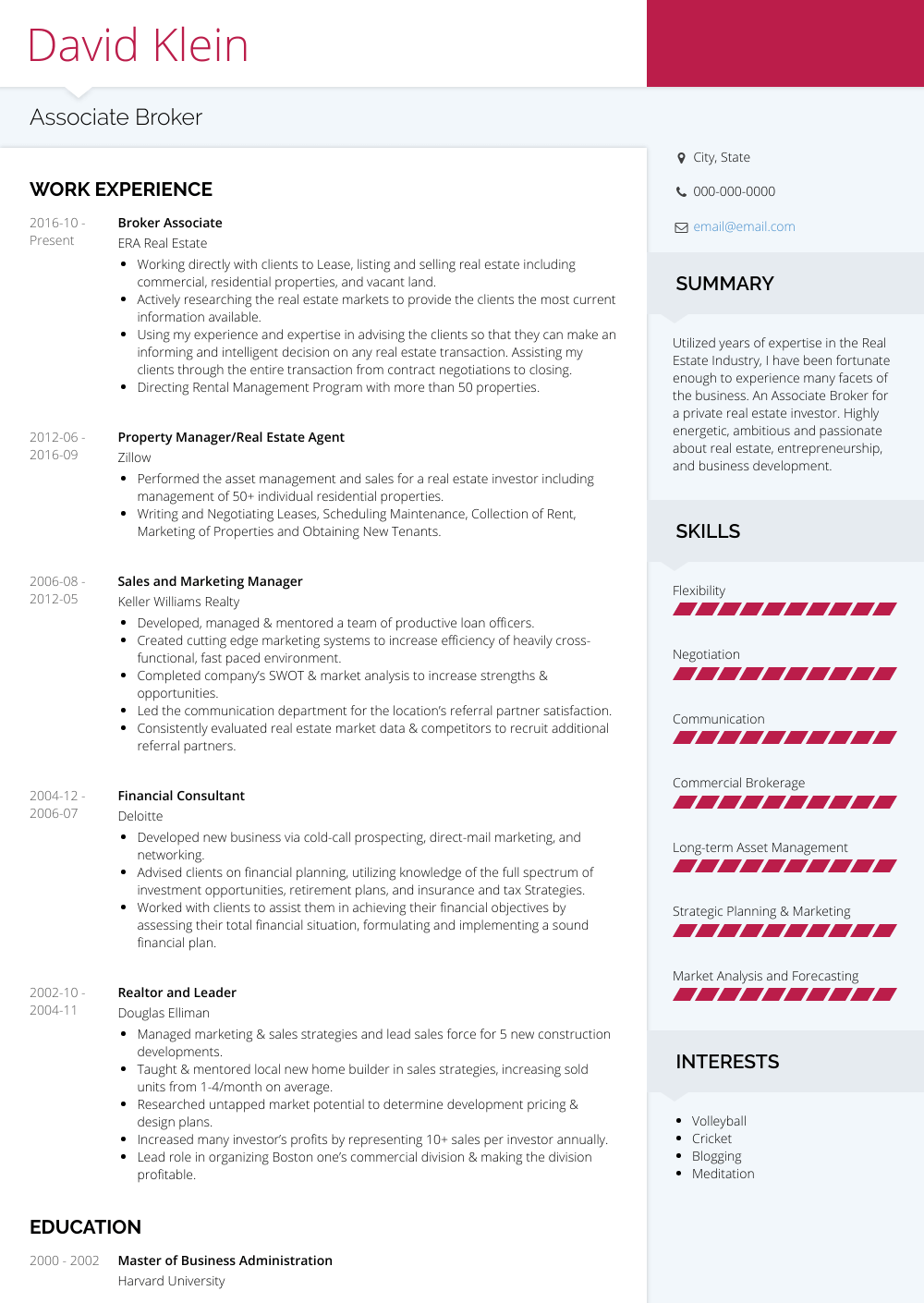 Associate Broker - Resume Samples and Templates | VisualCV