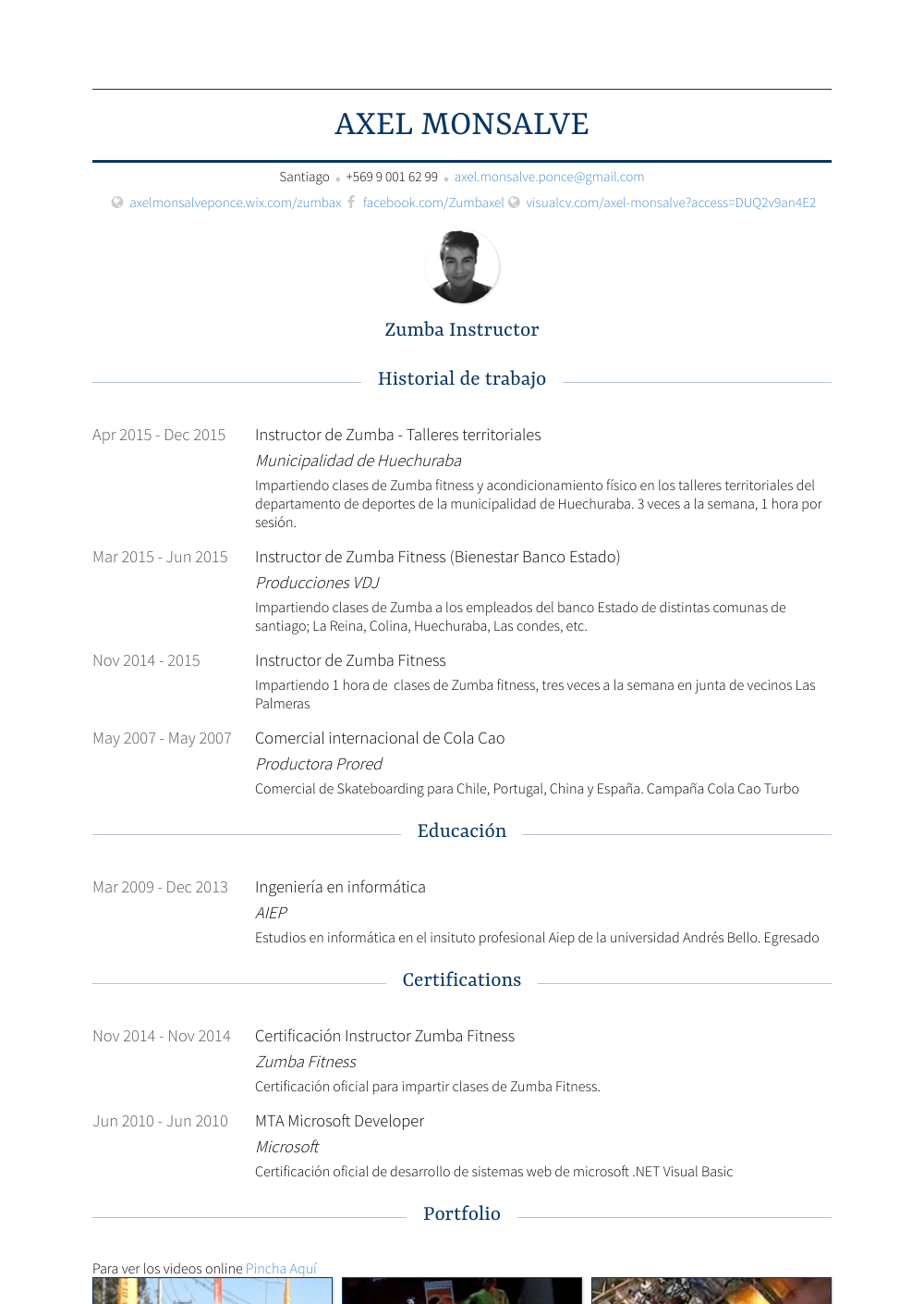 Zumba Instructor Resume